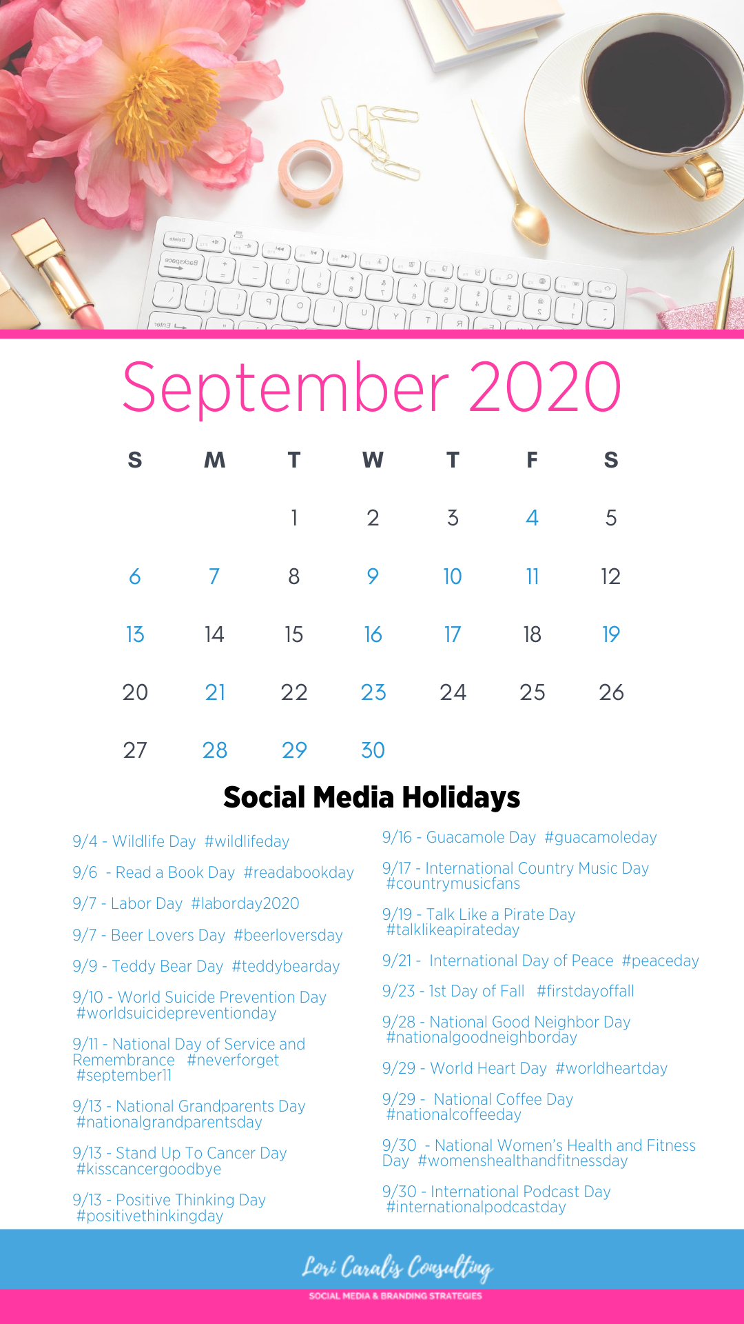 September 2020 Social Media Holiday Calendar with Hashtags ...