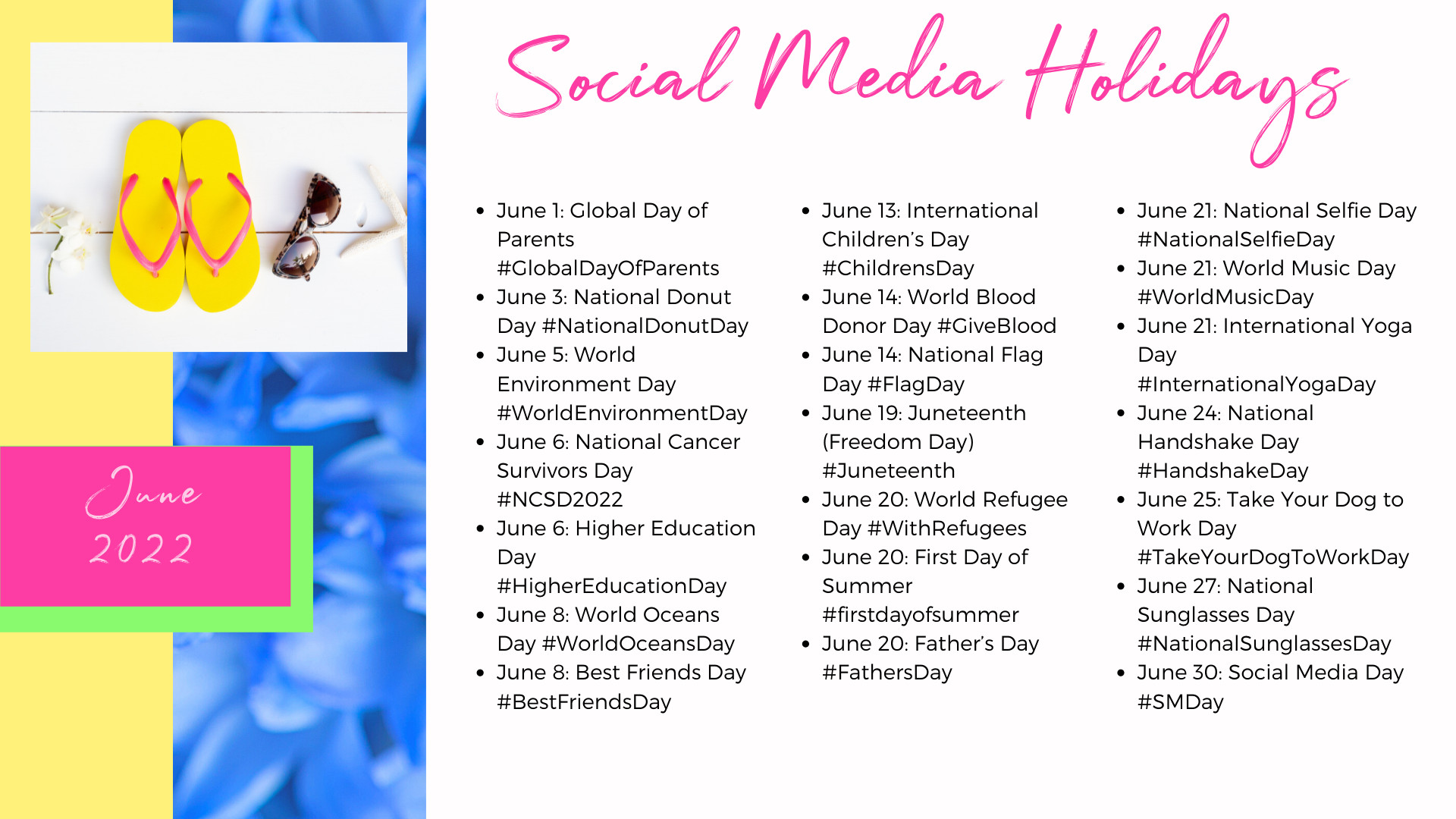 June 2022 Social Media Holiday Calendar with Hashtags – Simplifying ...